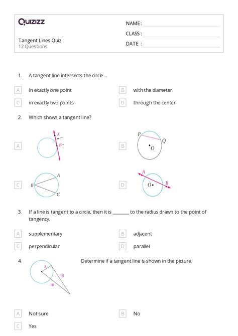 Tangent Lines Worksheets On Quizizz Free Printable