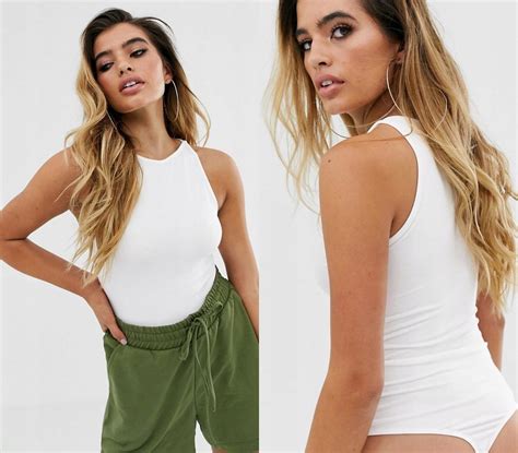 ASO DESIGN BIAŁE GŁADKIE BODY BEZ RĘKAWÓW 34 10162483555