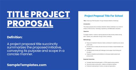 Free 14 Title Project Proposal Samples And Templates Community School