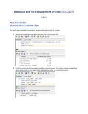 Lab 03 Docx Database And File Management Systems CIS 2109 Lab 3 Out