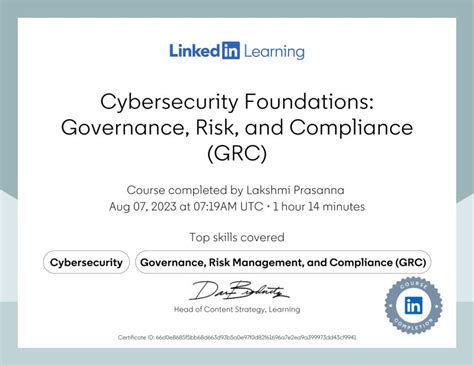 Certificate Of Completion Lakshmi Prasanna