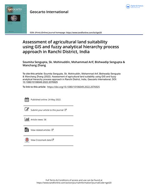 Pdf Assessment Of Agricultural Land Suitability Using Gis And Fuzzy