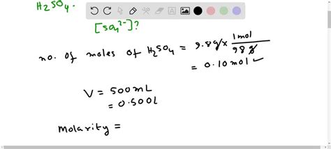Solved A 050 Molar Aqueous Solution Of Sulphuric Acid Flows Into A