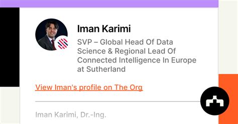 Iman Karimi Svp Global Head Of Data Science And Regional Lead Of Connected Intelligence In