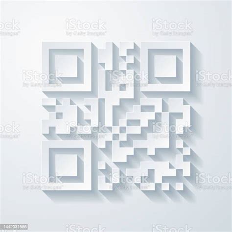 Qr 코드 빈 배경에 종이 자르기 효과가 있는 아이콘 3차원 형태에 대한 스톡 벡터 아트 및 기타 이미지 3차원 형태 Qr