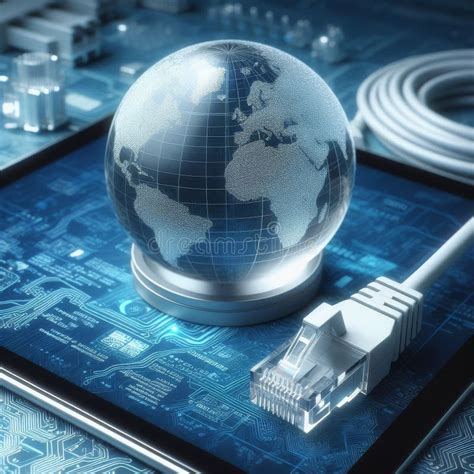 Globe On Circuit Board With Ethernet Cable Stock Image Image Of Globe Plug