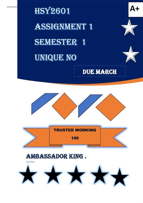 Hsy2601 Assignment 1 Complete Answers Semester 1 2025 Due March 2025 Hsy2601 Assignment 1