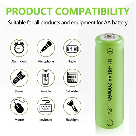 NIMH AA 200mah 1 2v 배터리 충전식 nimh 배터리 aa 배터리 nimh 태양 빛에 대한 nimh Alibaba