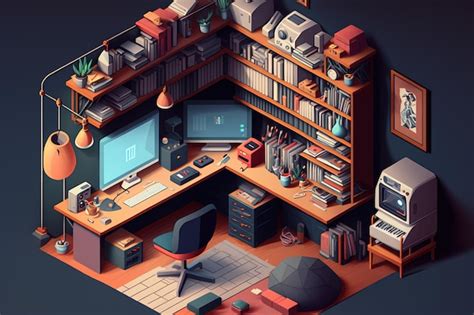 Premium Ai Image Isometric 3d Representations Of Workspaces Ai Generated
