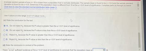 a simple random sample of size n 16 ﻿is drawn from a