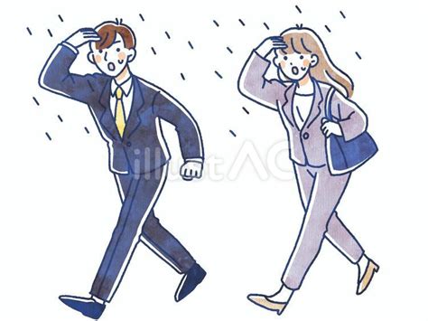 傘を忘れて走る社会人イラスト No 25119666｜無料イラスト・フリー素材なら「イラストac」