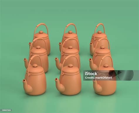 등색 차 냄비 캠핑 물건 과 장면 녹색 배경에 흑백 노란색 캠핑 장비 3d 렌더링 0명에 대한 스톡 사진 및 기타 이미지 0명 갈색 관광 Istock