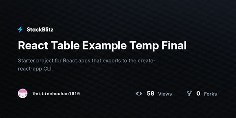 React Table Example Temp Final StackBlitz