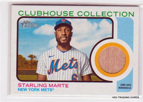 Free Starling Marte 2022 Topps Heritage Cc Bat Relic Baseball Card