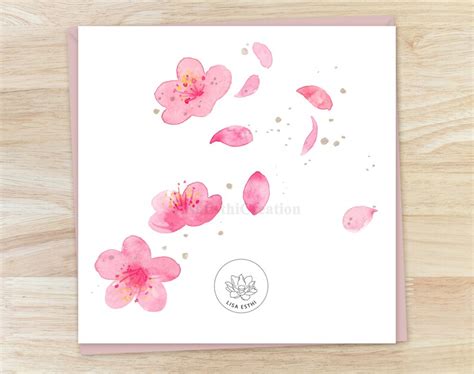 Cherry Blossom Printable Card And Bookmark Set Sakura Digital Card