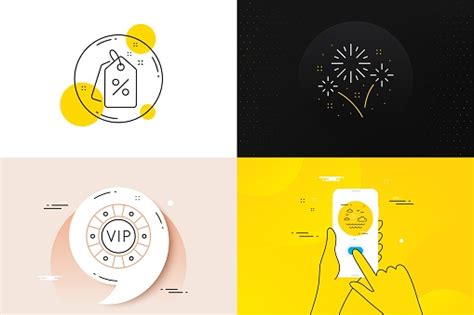 불꽃놀이 여행 바다 및 Vip 칩 라인 아이콘의 최소 세트 웹 개발을 위해 벡터 경례에 대한 스톡 벡터 아트 및 기타 이미지