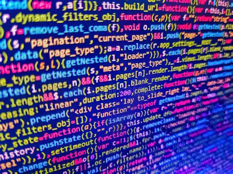 Writing Program Code On Computer Web Developer Programmer Monitor Screen Display Closeup Of