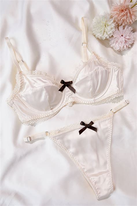 Satin Bra And Panty Adorable Vintage Inspired Lingerie Set Moxy