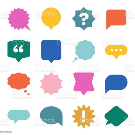 Speech Thought Bubble Geometric Shape Set Color Asset Pack 대화 풍선 문자 기호에