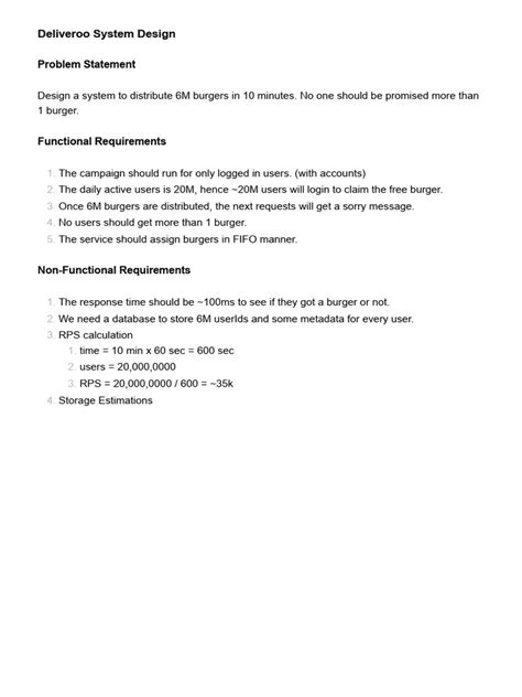 Deliveroo System Design Pdf