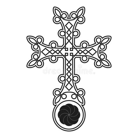 Icône Vectorielle Avec Symbole Arménien Ancien Khachkar Pierre De