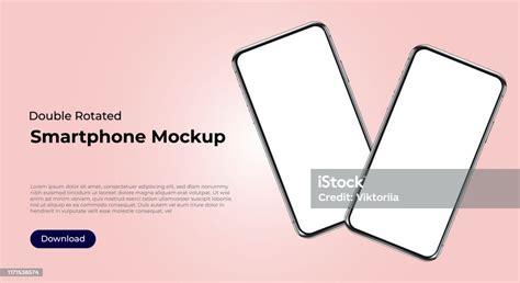 사용자 인터페이스 사용자 경험 프리젠 테이션을위한 두 개의 회전 스마트 폰 모형 템플릿 웹 사이트 방문에 대한 모바일 앱 디자인 개념 두 물체에 대한 스톡 벡터 아트 및