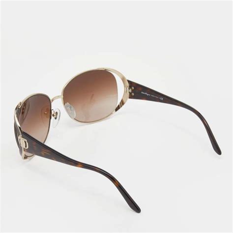 Salvatore Ferragamo Brown Havana Brown Gradient 1196 Oval Sunglasses