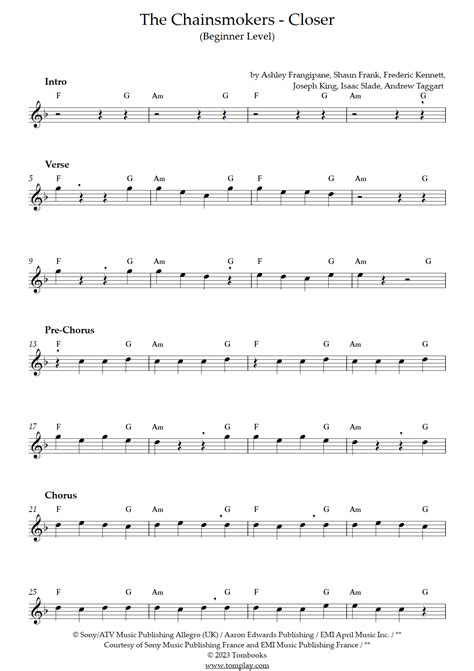 Closer Beginner Level Soprano Sax Halsey Saxophone Sheet Music