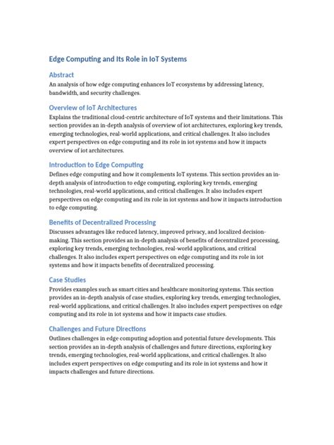 Enhanced Edge Computing And Its Role In Iot Systems Pdf