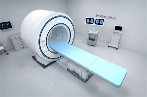 Mri 스캔 기계 또는 자기 공명 영상 스캔 장치 프리미엄 사진