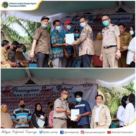 Dirjen Penataan Agraria Melalui BPN Kanwil Kalbar Serahkan Sertifikat