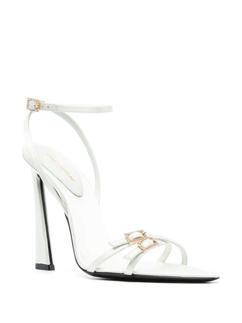Saint Laurent New Nuit 110mm Leather Sandals Green FARFETCH UK