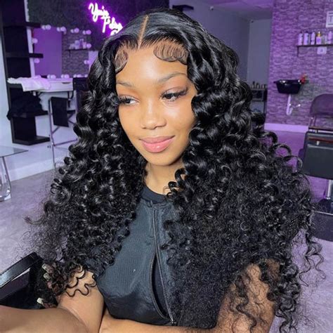 Wand Curl Wigs Lace Front Long Loose Curly Human Hair Wigs Wiggins Hair