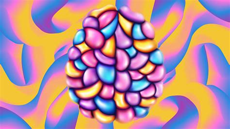 인간의 두뇌 창작 예술 왼쪽과 오른쪽 대뇌 반구 두 부분 개념 다채로운 3d 템플릿입니다 생생한 색상 벡터 그림 Eps10 3차원 형태에 대한 스톡 벡터 아트 및 기타