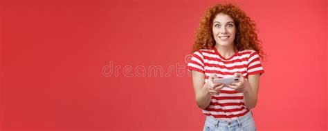 Excited Happy Cute Redhead Curly Haired Girlfriend Eager Start Learn