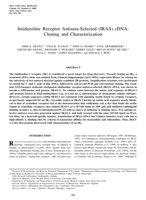 Pdf Imidazoline Receptor Antisera Selected Iras Cdna Cloning And Characterization