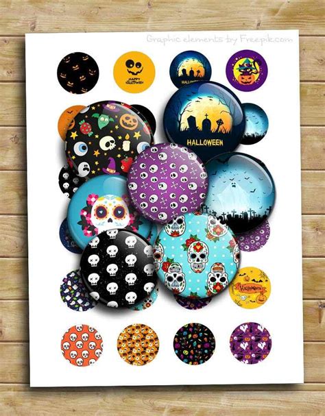 Halloween Button Images Printable Digital Collage Sheet