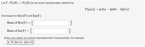 solved let t p r p r be the linear transformation