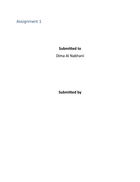System Analysis Design Assignment 1 Assignment 1 Submitted To Dima Al