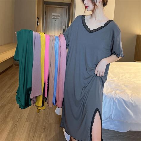 【plus Size】multi Colours Oversized Women Sexy Split Night Dresses