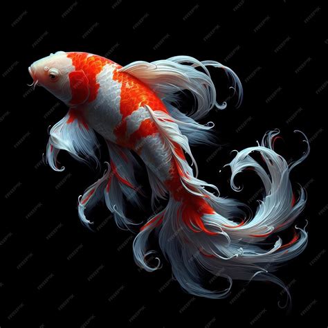 Premium Photo A Koi Fish In Digital Art Black Background