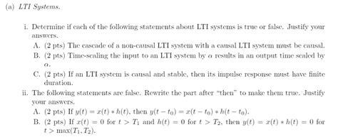 Solved LTI Systems Determine If Each Of The Following Chegg Com