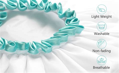 Mikimini White Shower Cap For Long Hair Pack Waterproof Mold Resistant Washable Hair Caps For