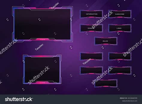 Set Modern Twitch Gaming Panels Ui Stock Vector Royalty Free 2233044745 Shutterstock