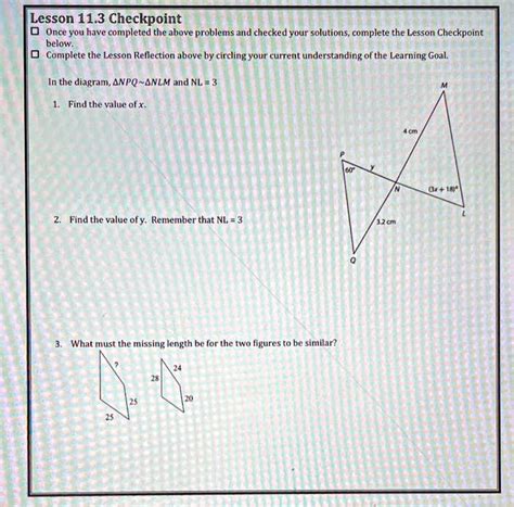 Lesson Checkpoint Geometry Once You Have Completed The Above Problems And Checked Your