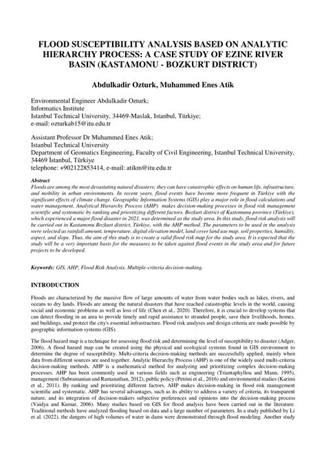 pdf flood susceptibility analysis based on analytic hierarchy process