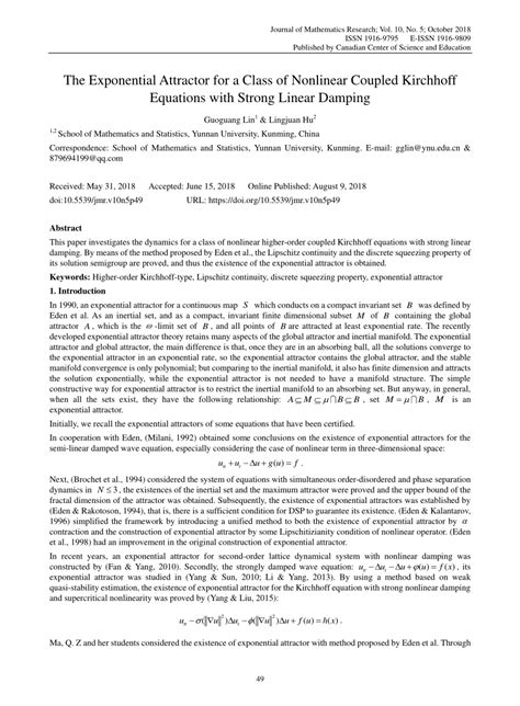 Pdf The Exponential Attractor For A Class Of Nonlinear Coupled
