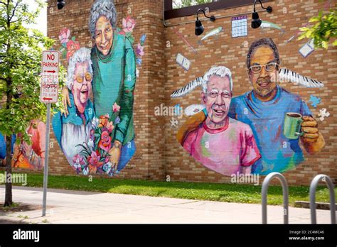 Larger Than Life Senior Residents Enjoying Life On Lake Street Building