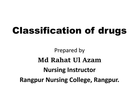 Classification Of Drug Pptx Chemistry Science