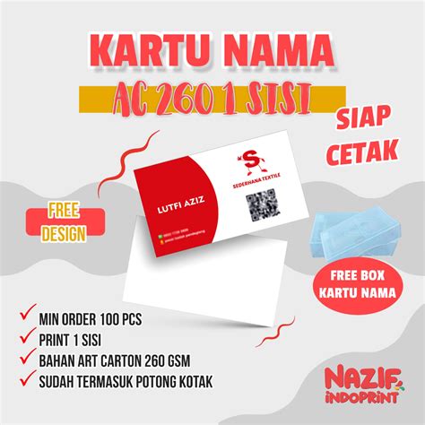 Jual Cetak Kartu Nama 1 Sisi Kartu Nama Siap Cetak Name Card Cetak
